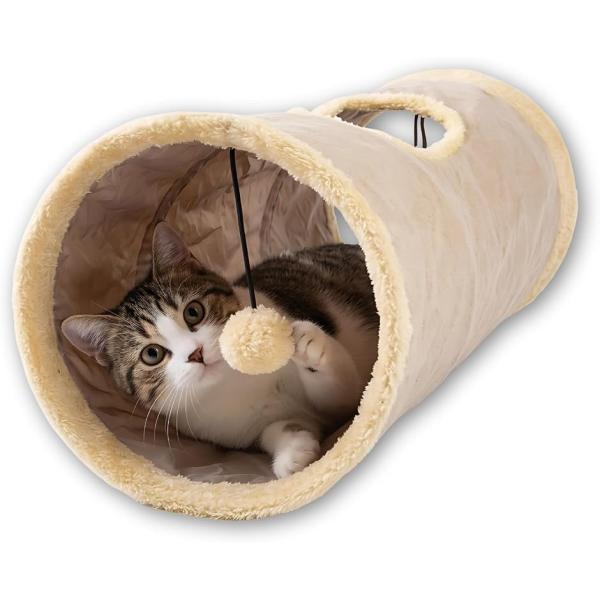 バリエーションコード : 2BRC8SP54V「猫が夢中になる遊びトンネル」猫の「隠れる・飛び出す・追いかける」といった本能的な遊びを引き出す猫用トンネルです。トンネルの中を行き来したり、のぞき穴から顔を出したり、吊り下げボールで遊んだりと...