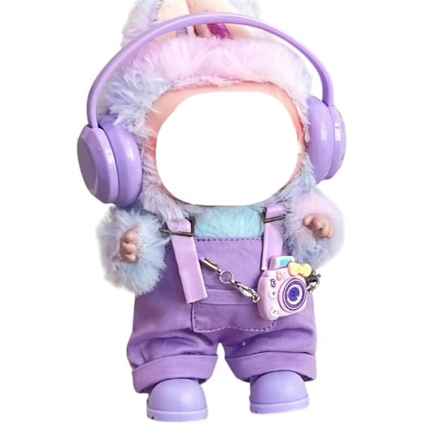 ラブブ用の服です。おしゃれに着せ替えれば、写真撮影やお出かけがもっと楽しくなります。SNS映え間違いなしの可愛さで、つい持ち歩きたくなる推し活・ぬい活の必須アイテムです。「 適用サイズ 」約17cm ラブブ用。「 セット内容 」オーバーオー...