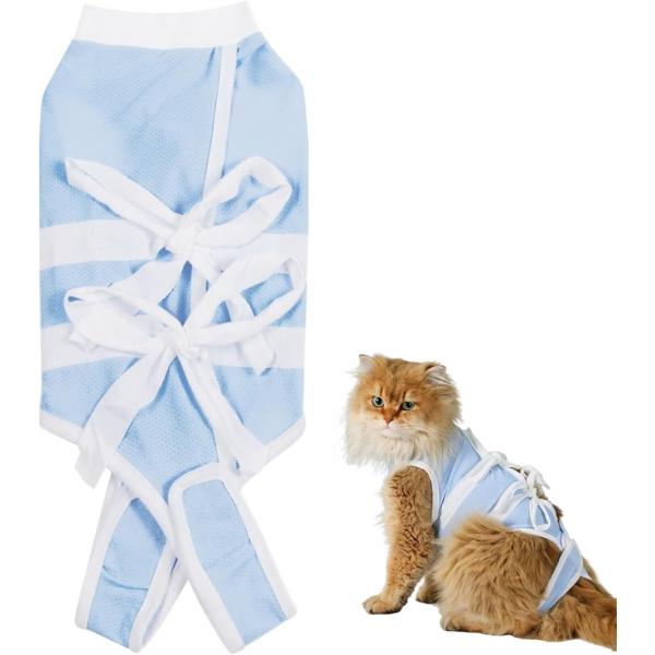 バリエーションコード : 2BRINT8WL5ストレスの元となるエリザベスカラーから卒業。 柔らかな着心地が愛猫の自由な動きを妨げず、術後のデリケートな時期をいつも通り快適に過ごせるようにしてくれる術後ウェアです。暑い季節でも蒸れにくい通気...