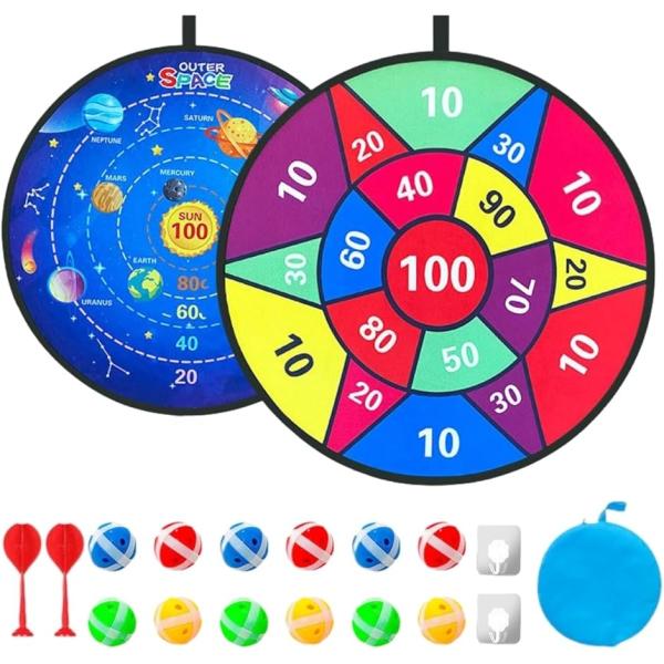 バリエーションコード : 2BUPLR6RDJ「子どもが遊んでも安心の安全設計」 尖った金属のダーツを使わず、柔らかい起毛布ボードとテープ仕様の粘着ボール＆粘着矢を採用した安全設計のダーツボードです。壁や家具を傷つけず、万が一手に当たっても...