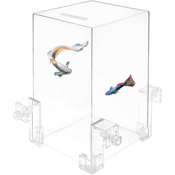 「まるで魔法、空飛ぶアクアリウム体験」 この魚タワーは、水面より高い位置に水を持ち上げる負圧水槽です。重力に逆らって泳ぐ魚たちの幻想的な姿は、まさに空を飛んでいるよう。夜にライトアップすれば、いつもの水槽がリビングの主役になるモダンなインテ...