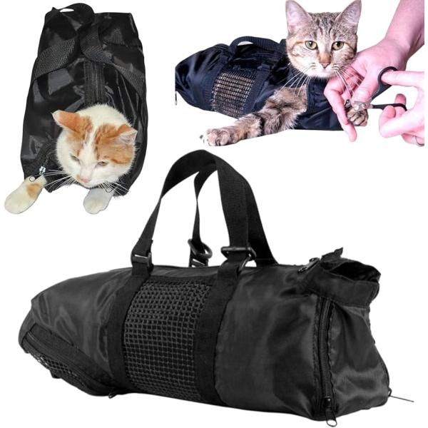 噛みつきや引っかきに強い生地を使用しており、繰り返し使用しても破れにくい構造です。爪切りやケア中に猫が動いても使いやすく、家庭でのペットケアに適しています。視界を適度に遮ることで、嫌がる猫を落ち着かせやすくします。爪切りやグルーミング時のス...