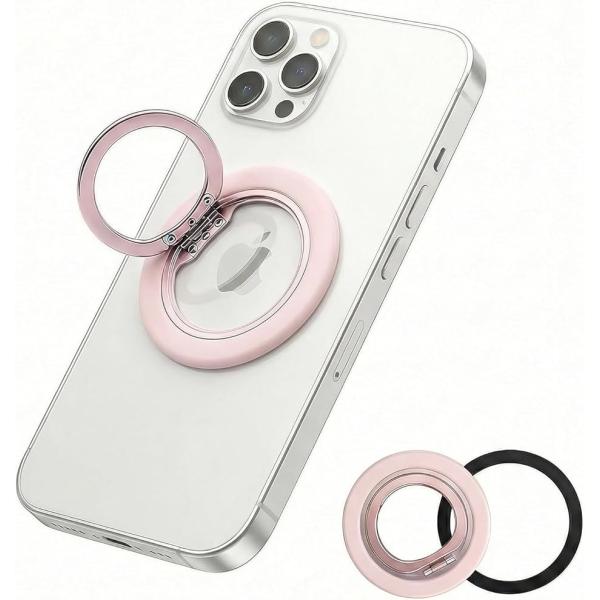 「超強力マグネット」強力なマグネットは約1000gの引っ張り力に耐え、MagSafe対応iPhoneにしっかりと固定します。マグネット付きスマホリングを使用すると、スマホを片手で持つときの安定性が格段に向上します。大きな画面でも指をリングに...