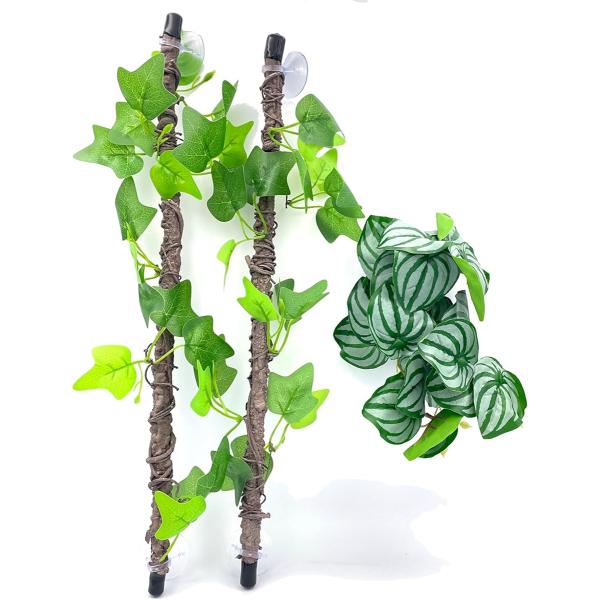 バリエーションコード : 2B9W96XYKH「立体的な自然環境を創出する機能的なレイアウト素材」 飼育ケージ内にリアルな自然環境を再現するための人工植物セットです。生体の落ち着く空間作りに欠かせない鮮やかなスイカペペの葉が、無機質になりが...