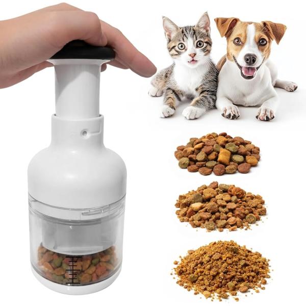 「食べづらそう…を、今日で終わらせるために」粒が大きくて残してしまう。シニアになって噛む力が弱くなった。仔犬・仔猫がうまく食べられない。お薬をフードから避けてしまう。そんな犬猫の「毎日のごはんの悩み」を、押すだけで解決するフードクラッシャー...