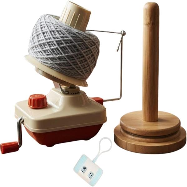 「編み物道具３点セット」ニッターやハンドメイダー愛用中の便利グッズ、糸巻き機・ヤーンホルダー・ニッティングカウンターを３点セットにしてお届けします。届いてすぐに使える簡単かつ便利・時短グッズです。「１：糸巻き器・玉巻き器」ほぐされた毛糸を簡...