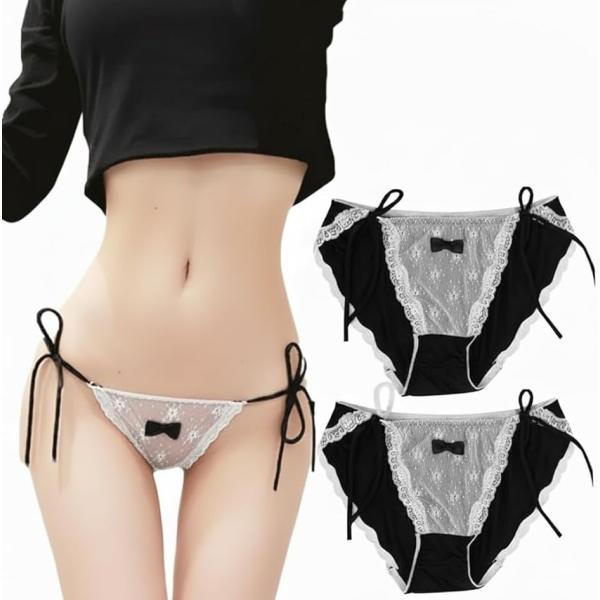 バリエーションコード : 2B9FJ6J0NF「デザイン特徴」 サイドリボン紐パン仕様 レース装飾＋光沢サテン生地で「可愛い」と「大人っぽい」を両立。撮影映え・SNS投稿・コスプレイベントにも最適。「設計コンセプト」 男性が着用した際のフィ...