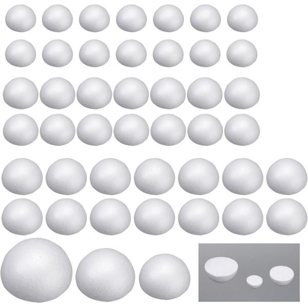 バリエーションコード : 2BU26NC1HNハンドメイド作品の土台として使用できる半円型の発泡スチロール球です。軽量で扱いやすく丈夫で頑丈な発泡スチロール素材です。便利な3サイズをセットでご用意しました。半円型で発泡スチロール球を半分にカ...