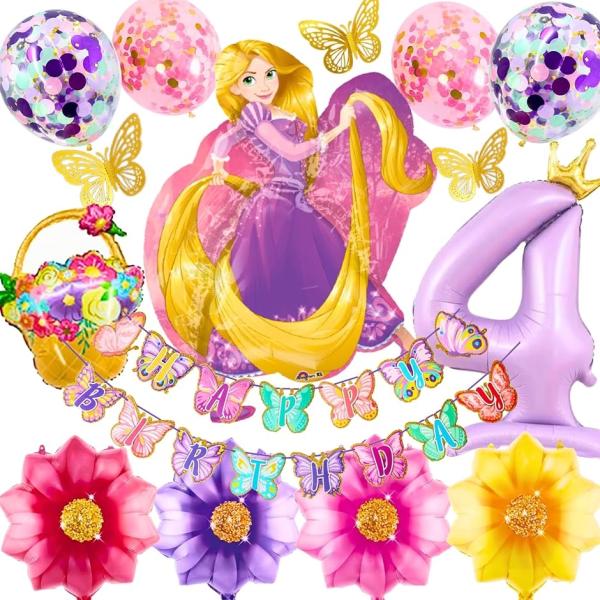 バリエーションコード : 2BU3NGVCO6セット内容：ラプンツェルバルーン、数字バルーン（3〜6のいずれか一つ）、バタフライガーランド、フラワーバスケットバルーン、フラワーx４（赤・黄・紫・ピンク）、バタフライx３（ゴールド）、ラメチッ...
