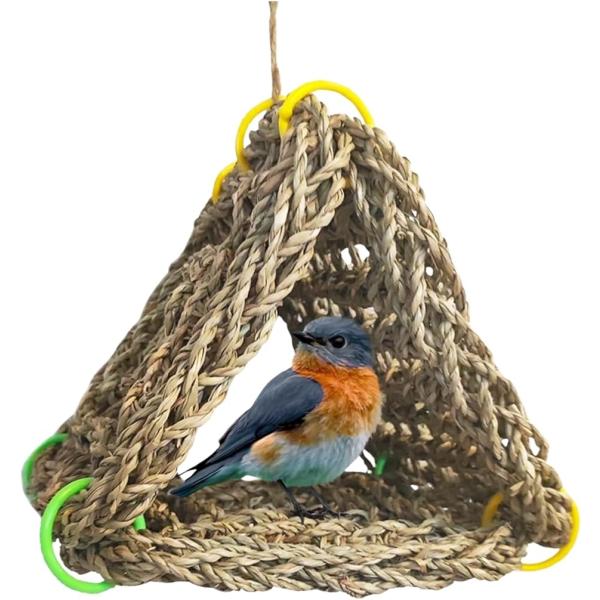 バリエーションコード : 2BU4QFKLOU「多機能：遊びと休憩を両立した天然テント型鳥ハンモック」 この天然テント型の鳥用ハンモックは、ペットの鳥たちにとってまさに理想の遊び場兼隠れ家です。通常は隠れ家としてリラックスできるスペースを提...