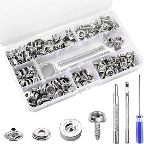 パッケージ内容：マリンキャンバス用グロメット工具キット（50個のネジベース、50個の布用ベーススタッド、50個のソケット、2個のパンチ、ベース1個を含む）が付属します。ドライバーは特典として同梱されます。あらゆるニーズに対応する設計です。材...