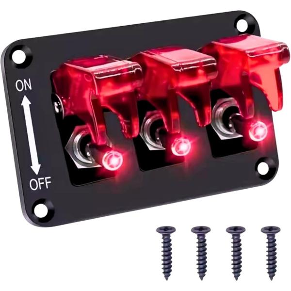 バリエーションコード : 2BUGCT2252「スイッチパネルで車内を自由にカスタマイズ」ミサイルスイッチ3連タイプで、車・RV・トラックのライト類やアクセサリーを手元で操作。アメリカンスタイルのスイッチボックスが理想のカスタムカー空間を実...