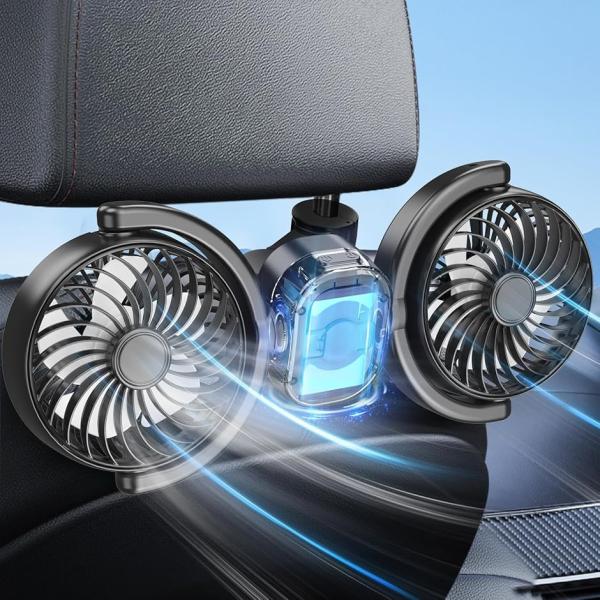 バリエーションコード : 2BU8K5UGV2「デュアルファンで風量2倍＆快適な涼しさ」この車 扇風機 充電式 は独自のデュアルヘッド設計と大型ブレードにより、通常の2倍の風量を実現。より強力で安定した風を送り、暑い日や長距離ドライブでも、...