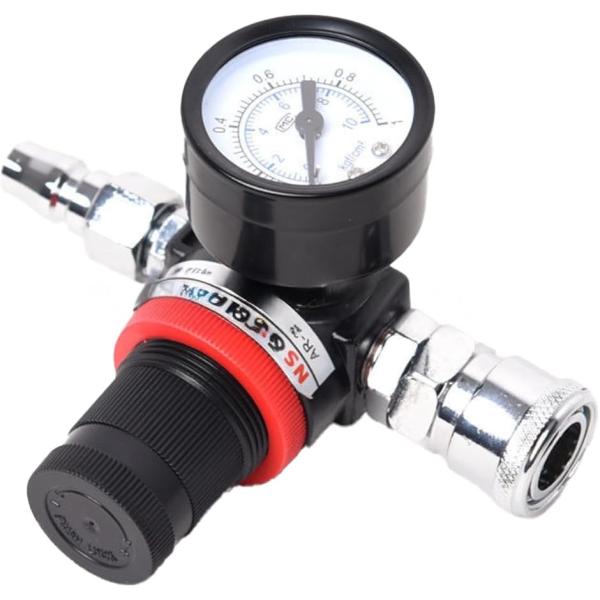 DIYやプロの現場に。多機能エアーレギュレーター。エアコンプレッサーに簡単に取り付けられる減圧弁と空気圧ゲージのセットです。エアーレギュレーターで、エアブラシ作業や各種エアツール使用時の圧力を精密に調整可能。圧力調整弁と空気圧ゲージで、設定...