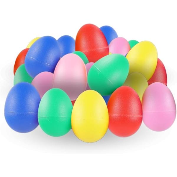 「カラフル40個」赤・青・黄・緑・ピンクの5色が各8個ずつ入った合計40個セットのエッグシェイカーです。鮮やかな色合いが目を引き、視覚的にも楽しく使えるのが魅力です。「軽量で持ちやすい」1個あたりわずか12gほどで軽く、持ち運びしやすいのも...