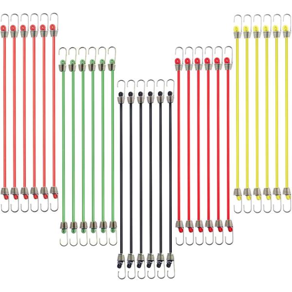 製品に含まれるもの:オレンジ、赤、黄、緑、黒などの鮮やかな色で利用できるフック付きの30個のミニバンジーコード。家庭、オフィス、その他の使用シーンのニーズを満たすのに十分な量、お金に大きな価値素材:伸縮力の高い4mmのプレミアムラテックス、...