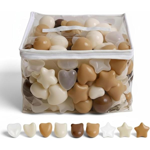 バリエーションコード : 2B4LOD2WHG「大人気のカラーボールにくま形カラーボールが登場。」やさしい色合いでまとまった可愛いくまさんの形。くま形に加えハート形、星形がセットになったバラエティ豊かなセットです。「赤ちゃんが安心して遊べる...