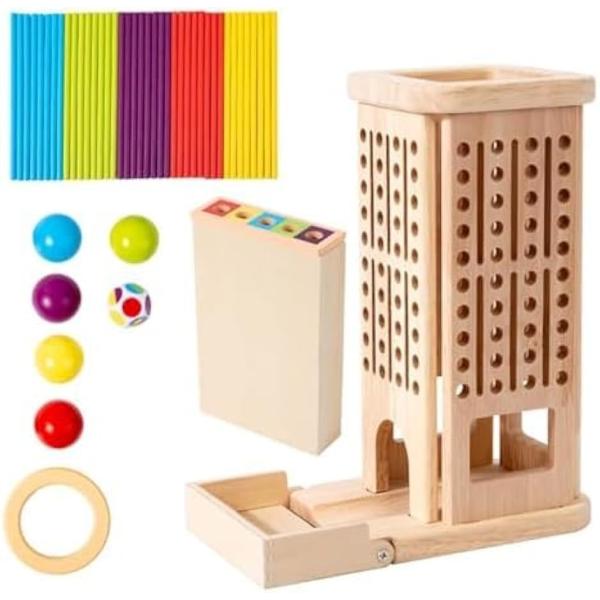 「3in1モンテッソーリ教育玩具」カラフルな色が子どもの好奇心を刺激し、遊びながら手先の器用さ・バランス感覚・集中力を育てます。「安心の木製・やさしい手触り」木製で、安全性と温かみのある素材感。スティックは軽くて握りやすく、小さな子どもの手...