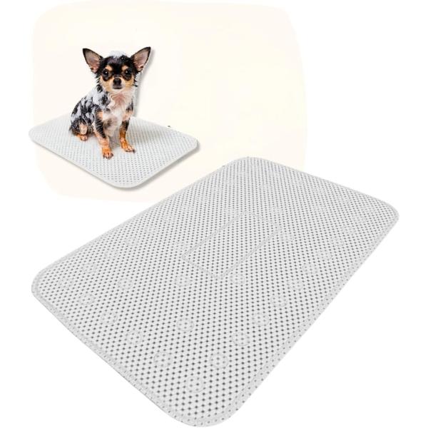 バリエーションコード : 2BUSO41UYG「強力吸盤で滑り止め」42個の吸盤を配置したシャンプー マットは、浴槽やシンクにしっかり固定され、犬や猫のシャンプー中でも安定して使用可能。ペットの転倒防止になり安全です。「やさしいPVC素材」...