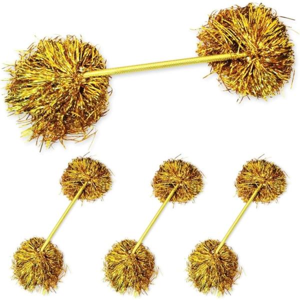 バリエーションコード : 2BUSYXSYSG「踊れば主役。視線を集めるゴールドバトン」 輝きが際立つゴールドのミニポンポンバトンは、ステージやイベントで存在感を放ちます。光を反射するゴールドカラーが動くたびにキラキラと輝き、照明の下ではさ...