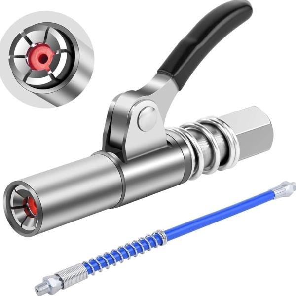 高圧対応で安心の潤滑作業 本製品は高圧に耐える設計で、グリースやバターをしっかり機器へ送り込むことができます。軸方向の曲がりを防ぎ、精密な潤滑作業に最適です。優れた耐久性と品質 金属製の口金は頑丈で、折れや曲がりに強く、長期間の使用にも耐え...