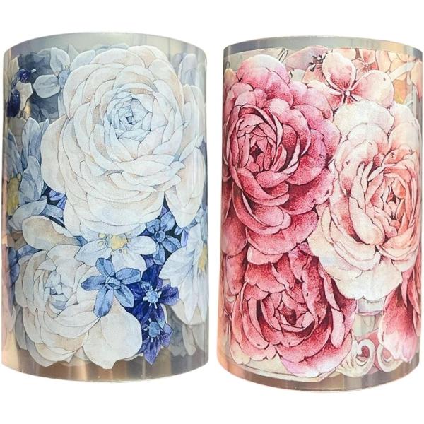 バリエーションコード : 2BURP1S9K8華やかで繊細な大輪の薔薇と牡丹の花柄マスキングテープです。デザイン性と使いやすさを兼ね備えたこのマステは、透明なPET素材なので繊細な表現が可能です。あなたの手帳やラッピングがグレードアップ。「...