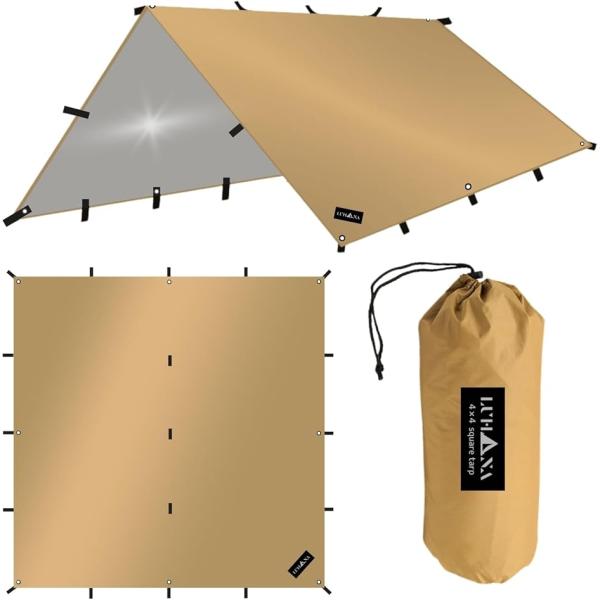 バリエーションコード : 2B904GHXR5「変幻自在なスクエアタープ」 ループ19箇所＆ハトメ8箇所付き、ポールやロープを組み合わせ、天候やシーンに合わせて簡単に自分好みにアレンジできます。また、3つセンターループによって張り方のバリエ...