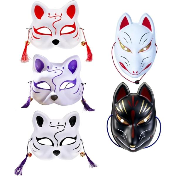 バリエーションコード : 2B9P3WTUXD白と黒のフルフェイス狐面2枚に、赤・黒・紫のハーフタイプのきつねのお面が一枚ずつ加わった豪華な5枚セット。妖艶で個性的な仮装に最適。きつねの面の可愛さとクールさを兼ね備えたおめん。狐 お面や仮面...
