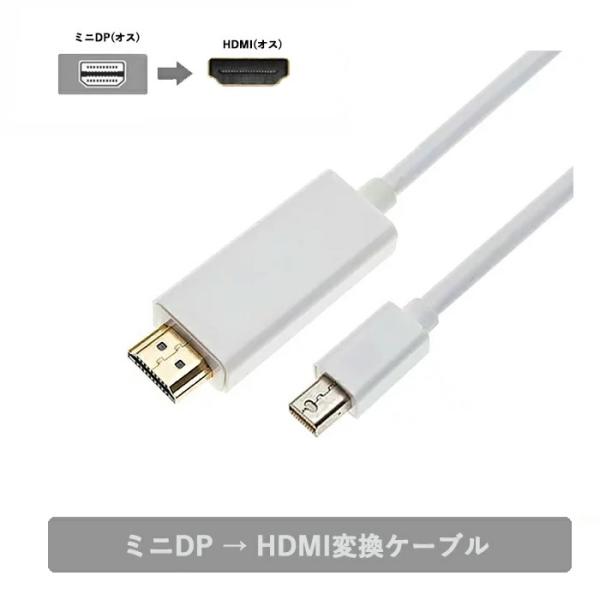 【製品基本仕様】■商品名：ミニディスプレイポート(miniDP) → HDMI変換ケーブル 1.8メートル■重量 ：約80g■色：ホワイト■材質：Mini DP、HDMI 端子、多重シールドケーブル■最大解像度：最大2K(1920x1080...