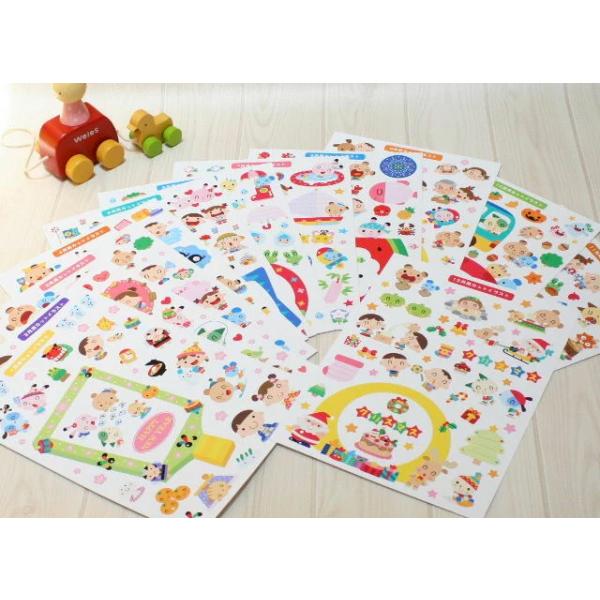 ■特徴1月〜12月の12枚セットです。シールになっています。切れ目が入っていてハサミ等は必要ありません。若干のカットのずれはご了承くださいませ。■サイズ用紙全体はB5サイズ程度の大きさです。■発送方法クロネコヤマト　ネコポス便