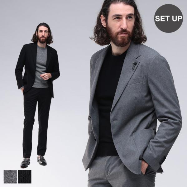 LARDINI(ラルディーニ)はイタリア中央東部のアドリア海岸に面するAnconaで創立したメンズを中心としたクロージングブランドです。ストレッチフランネル無地2つボタンシングルノータックスーツは、洗練されたスタイルと快適な着心地を両立した...