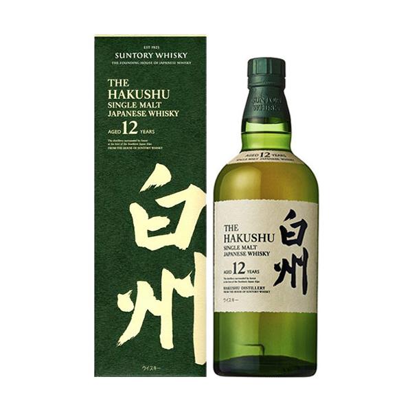 商品詳細品名サントリー　シングルモルト白州12年商品説明1994年に発売。森の蒸溜所「白州」で生まれた酒齢12年以上のモルト原酒を吟味したシングルモルトウイスキー。甘く柔らかいスモーキーに新緑の香り、爽快な果実香が漂う。フルーティでコクがあ...