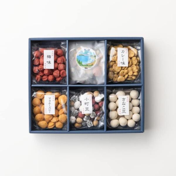 【商品内容】梅豆（65g）、湘南ミックス（70ｇ）、そら豆カレー（70g）、マヨネーズピー（65g）、小町豆 （70ｇ）、きなこ豆（65ｇ）　各1袋【賞味期限】製造日より2ヶ月※商品内容は季節により変更となる場合があります。