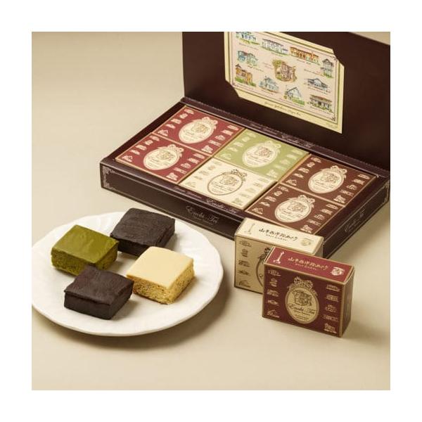 チェリー、オレンジ、抹茶、紅茶の4種チョコレートの豊かな香りを包み込むやわらかなスポンジが魅力のショコラケーキかつて外国人居留地だった山手に今も残る西洋館をイメージして作られた、なめらかな口どけの良さと上品な甘さが魅力のショコラケーキです。...