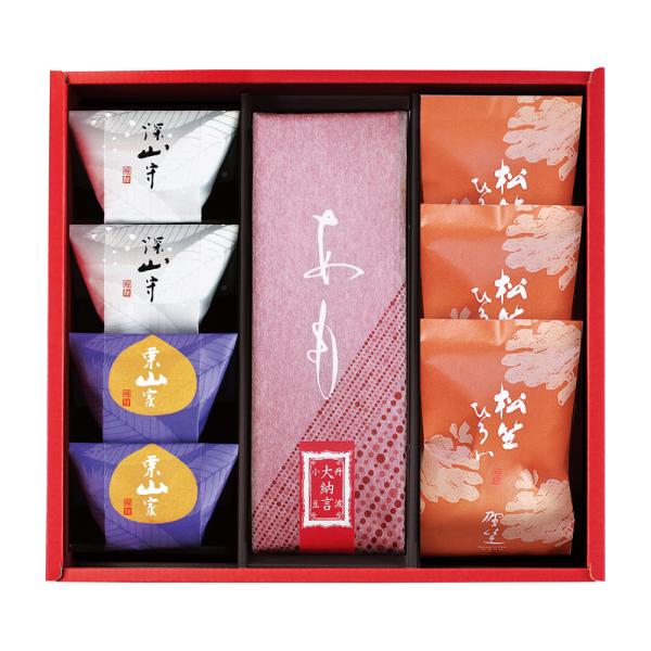 数・内容　あも、栗山家・深山守各2、松笠ひろい×3賞味期限　常温で製造日より約1ヶ月程度ほろほろとほどけるような小豆でやわらかな羽二重餅をつつみました代表銘菓「あも」。もっちり栗蒸し羊羹の「栗山家」、米粉で焼きあげた黒糖風味の商品「松笠ひろ...