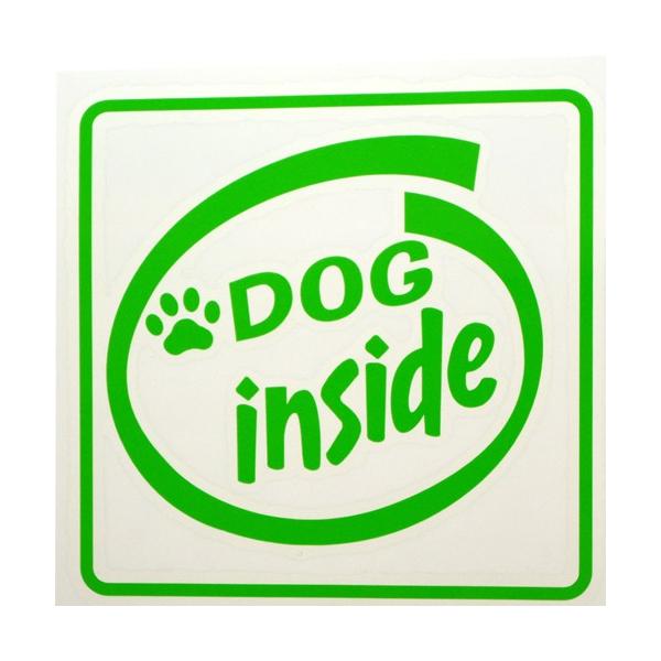 Dog inside(フレッシュグリーン)シリウス製ステッカー 車用 カー用品 デカール シール　ステッカー