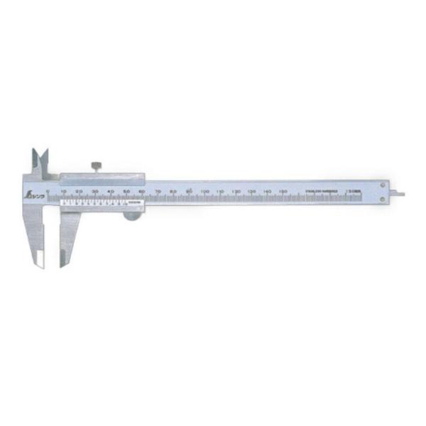 ●仕様　・本体サイズ 235×77×8mm　・製品質量 150g　・材質 ステンレス　・デップスバー 有　・測定範囲 0.05〜150mm　・最小読取値 0.05mm　・器差  　 測定長：50mm以下 ±0.05mm 　 測定長：50mm...