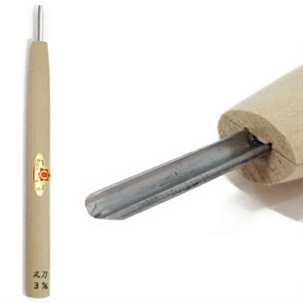 ●特長　・熟練された職人が仕込みから刃付けまで1本1本丁寧に仕上げています。　・全体焼き入れを施しているため、研いで長くお使いいただけます。　・丸型は、R刃になっているため、緩やかな溝を彫ることができます。●材質　刃部：ヤスキ鋼　青紙スーパ...