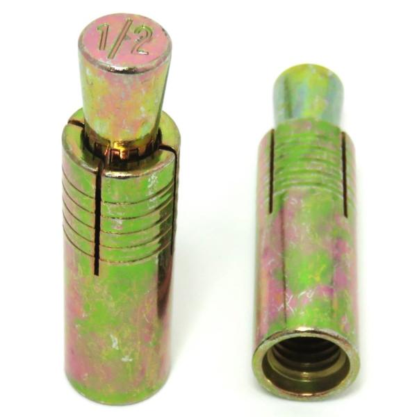 ●サイズ　・ねじ：W1/2-22mm　・胴体外径：17.5mm　・全長：52mm●穿孔　・ドリル径：18.0mm　・穿孔深さ：58mm　・埋込長さ：52mm●特徴　・雌ネジタイプのアンカー。　・アンカー本体を専用打込棒にて打ち込む事により施...