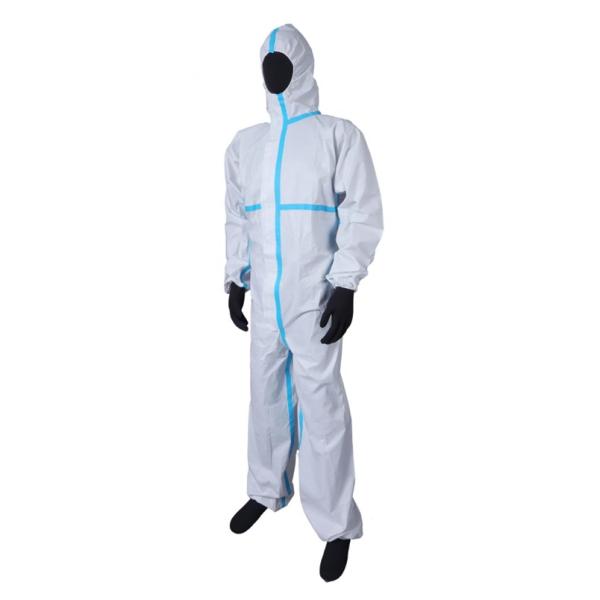 ●粉じん・化学薬品・ウィルス感染症等から身体を防護●液体バリア性に優れたSF不織布生地を使用●透湿PEフィルム＋PP不織布の2層構造にて、湿気を逃がし液体を遮断します。●縫い目などからの粉塵を防ぐ為、オーバーロック&amp;テープガード加工...