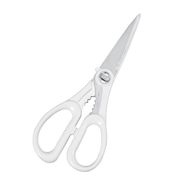 【商品概要】外寸 :全長:200mm材質:ステンレス製品重量:120g【商品説明】【商品詳細】ブランド：丸章工業商品種別：キッチンはさみ商品名：シルキー キッチンバサミ NT-200 ホワイト製造元：丸章工業商品番号：NT-200色：白商品...