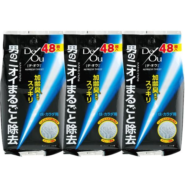 【商品概要】原産国:日本内容量:48×3枚スキンタイプ:全肌質対応顔・カラダ用のリフレッシュシート汗やベタツキ、ニオイを拭き取り、清潔な肌へ【商品説明】【商品詳細】ブランド：デ・オウ商品種別：ビューティー商品名：デオウ 汗臭・ベタツキ・加齢...