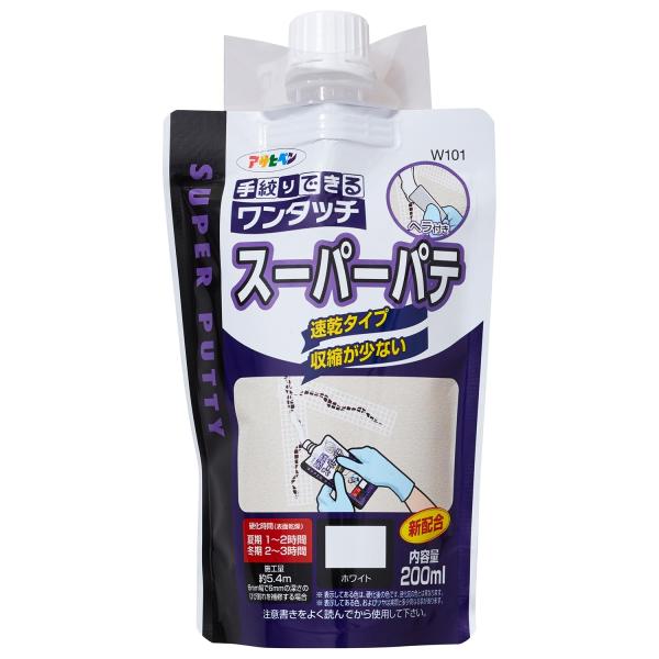 【商品概要】パウチ容器なので、補修箇所に直接手で中身を押し出して使えます。屋内外に使用でき、軽量で収縮が少ない、速乾タイプです。取扱いが簡単で、研磨性に優れています。補修後、水性塗料・油性塗料が塗れます。用途:屋内外の壁面(石膏、漆喰、モル...