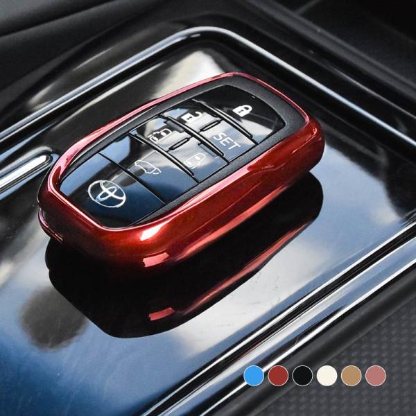 【発売日：2023年09月23日】スマートキーケース スマートキー対応 窓付き トヨタ 汎用 キーケース 車 スマートキーカバー 車の鍵 メンズ レディース レッド ブルー ピンクゴールド シルバー ブラック ゴールド メタリック メッキ ...