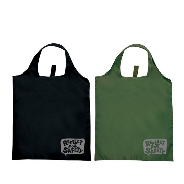 かわいい反射のメッセージがポイント肩かけできて持ちやすいエコバッグ折りたたむとコンパクト！持ち運びに便利「REFLECT FOR SAFETY」とは・・・（暗い場所や夜間に）光を反射させて歩行者の安全を守ろう！という意味がこめられたメッセー...