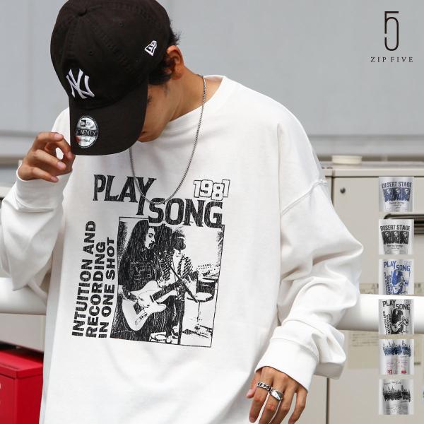 ZIP FIVE ロンTEE メンズ ルーズシルエット ヴィンテージ風 T ZIP FIVE ロンTEE メンズ ルーズシルエット ヴィンテージ風 T