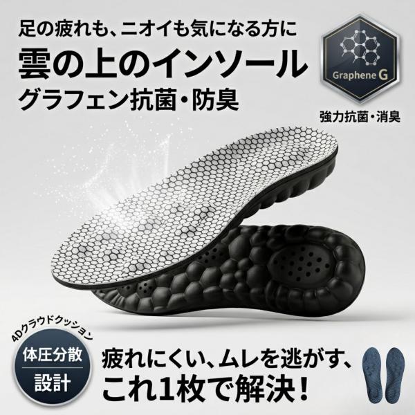 【商品名】インソール 雲の上のインソール 疲れない 衝撃吸収 中敷き スポーツ 消臭 足底筋膜炎 外反母趾 スニーカー 扁平足 o脚 靴関連キーワードインソール シークレットインソール 疲れない 中敷き 衝撃吸収 サポーティブリバウンドイン...