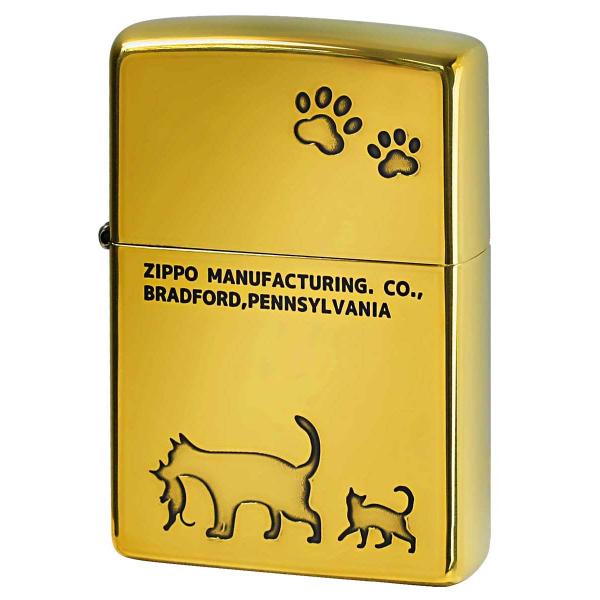 猫ちゃんの「愛くるしさ」をシンプルに表現したデザイン。何気ない仕草に心がほっこりして癒やされるZIPPO。日頃の疲れを吹き飛ばしてくれそうです。猫好きなあなたにお勧め！ケース形状：レギュラー・ケース加工表面処理：真鍮メッキイブシ仕上げ｜エッチング