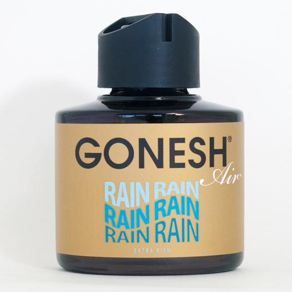 RAIN雨脚が弱まり、空が明るくなってきたころのガーデンに立ちこめる香り。すっきりした中にもやわらかやわらかみを感じる、オーシャン系の香り。火を使わず、液体を揮発させて香りを拡散。ウィスキーボトルを思わせるブラウングラスボトルにGONESH...