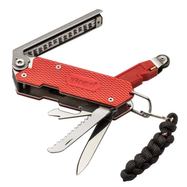 火おこしに必要なすべてのツールをコンパクトにまとめたマルチ着火ツール。着火の際は火口削りで削った木くずに、パラコードの着火剤とフリントホイールで点火し、ナイフやノコギリを用いて枝を薪にして炎を安定させることができます。 【ツール一覧】・信頼...